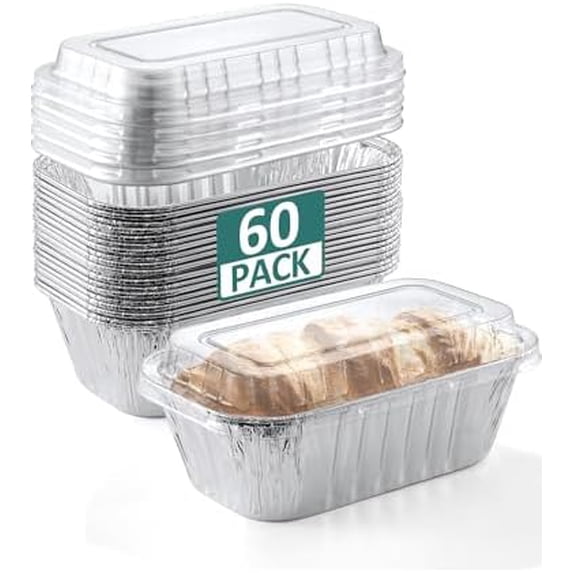 60 6x3.5x2 Disposable Loaf Pans with Small--Foil-Pans-Tin-Foil-Baking ...