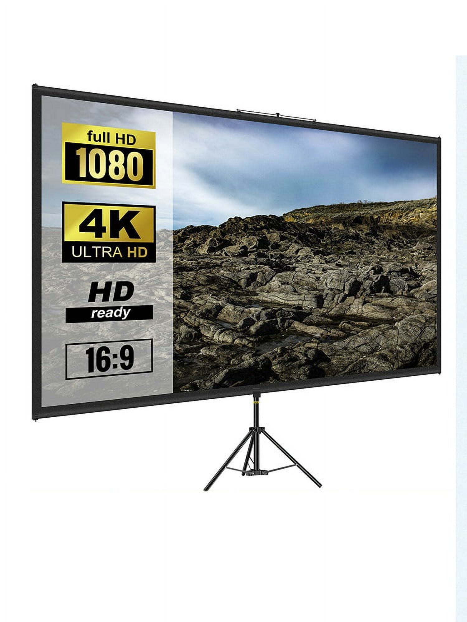 60 70 80 90 100 110 Inch Tripod Projector Screen W/ Stand 16:9 4K HD ...