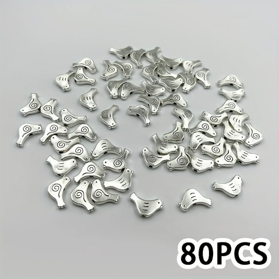 60/70/80pcs Of Antique Silvery Bird-shaped Loose Zinc Alloy Metal ...