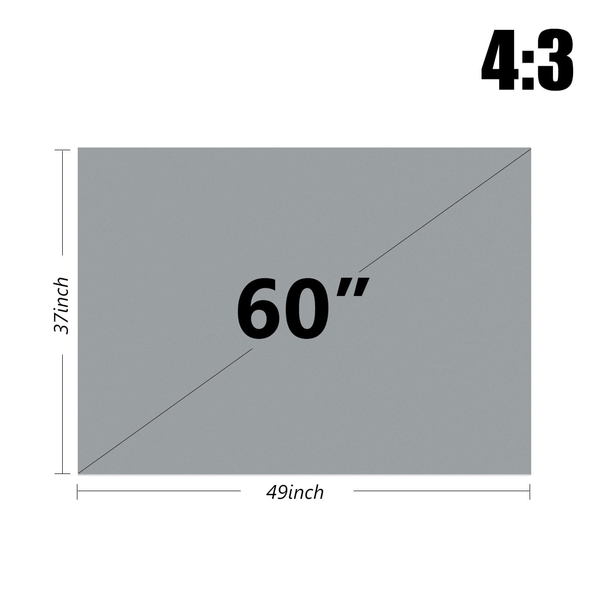 60/72/84/92/100/120/130 Inch Projector Screen HD 16:9/4:3 Frameless ...