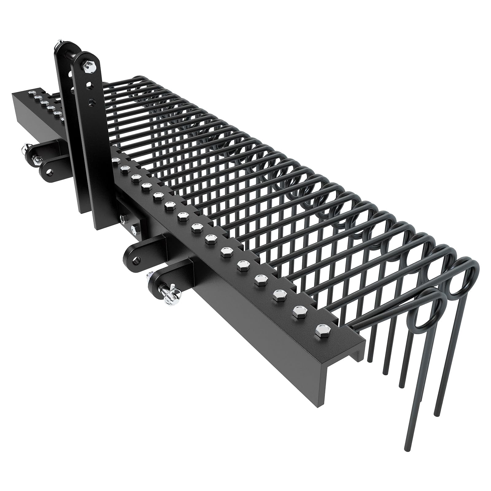 60/72" Powder Coated Steel Pine Straw Rake, Steel Spring Landscape Rake ...