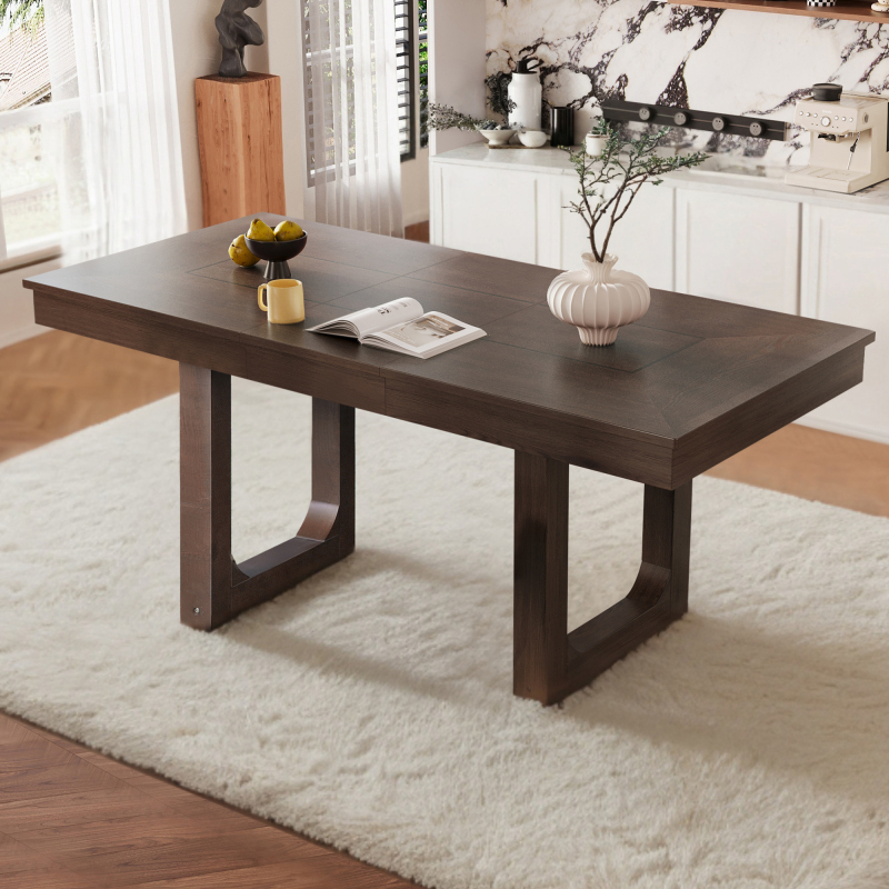 60"-78" Extendable Dining Table Farmhouse Wooden Kitchen Table With ...
