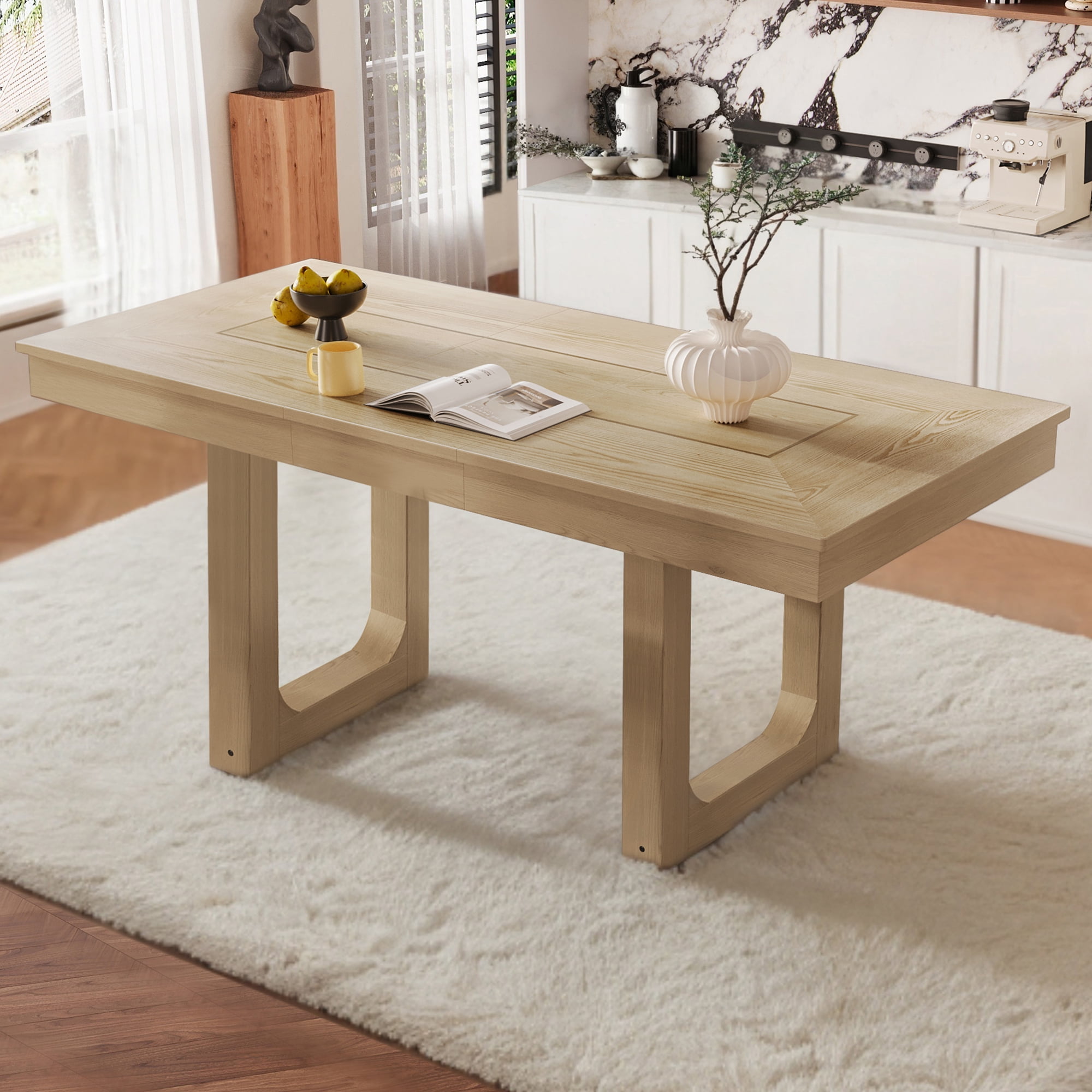 60"-78" Extendable Dining Table, Farmhouse Wooden Kitchen Table with ...