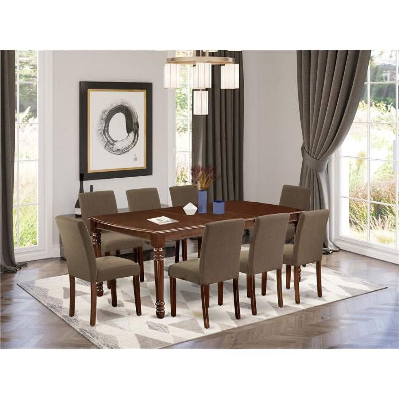 60-78 in. Dover Rectangle Dining Table with 18 in. Leaf & 8 Parson ...