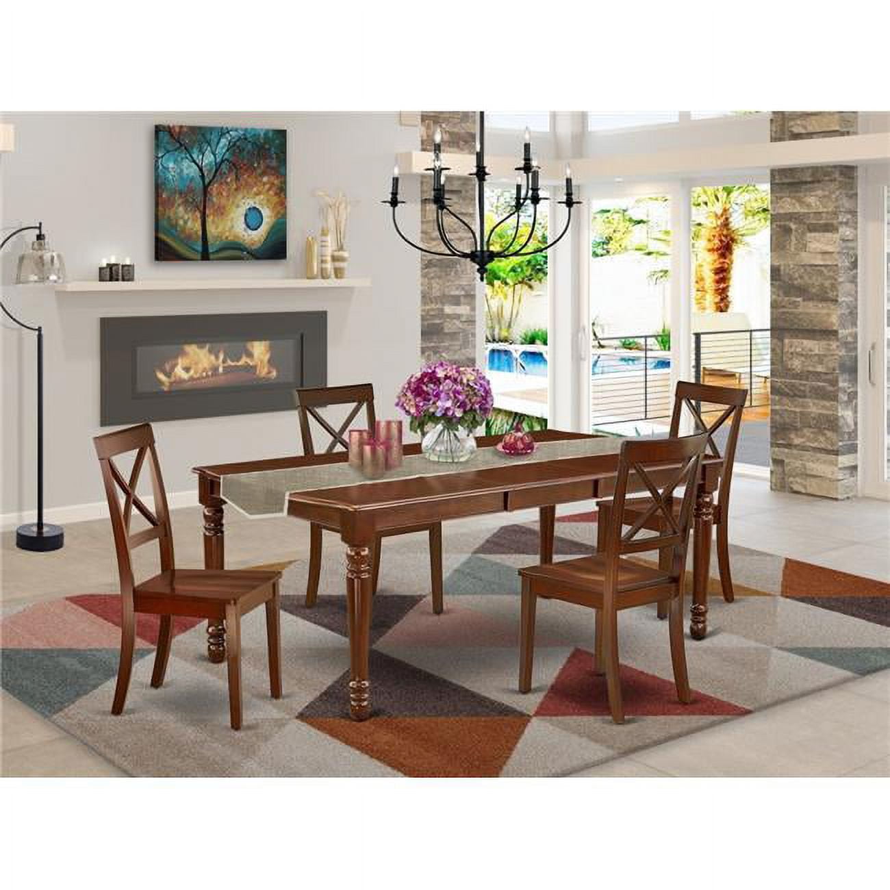 60-78 in. Dover Rectangle Table with 18 in. Butterfly Leaf & Four Wood ...