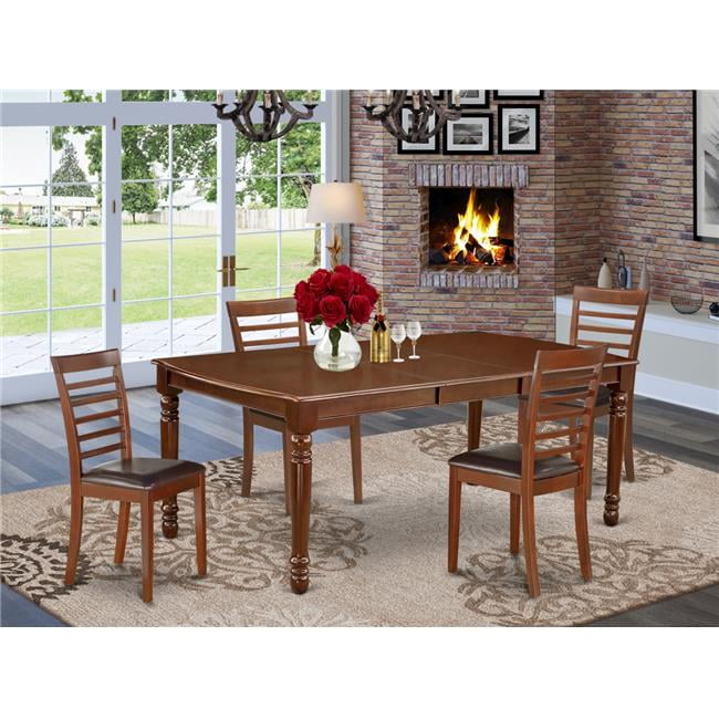 60-78 in. Dover Rectangular Dinner Table with 18 in. Leaf & Four ...