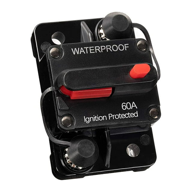 60 AMP Circuit Breaker with Manual Reset,12V-48V DC Waterproof Inline ...