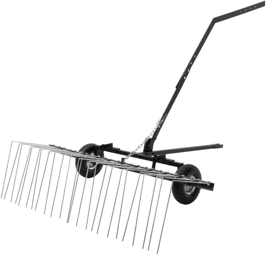 60" ATV Tow-Behind Grass Dethatcher, Steel Farm Tractor Rake with 24 ...