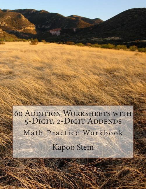 60 Addition Worksheets with 5-Digit, 2-Digit Addends : Math Practice ...