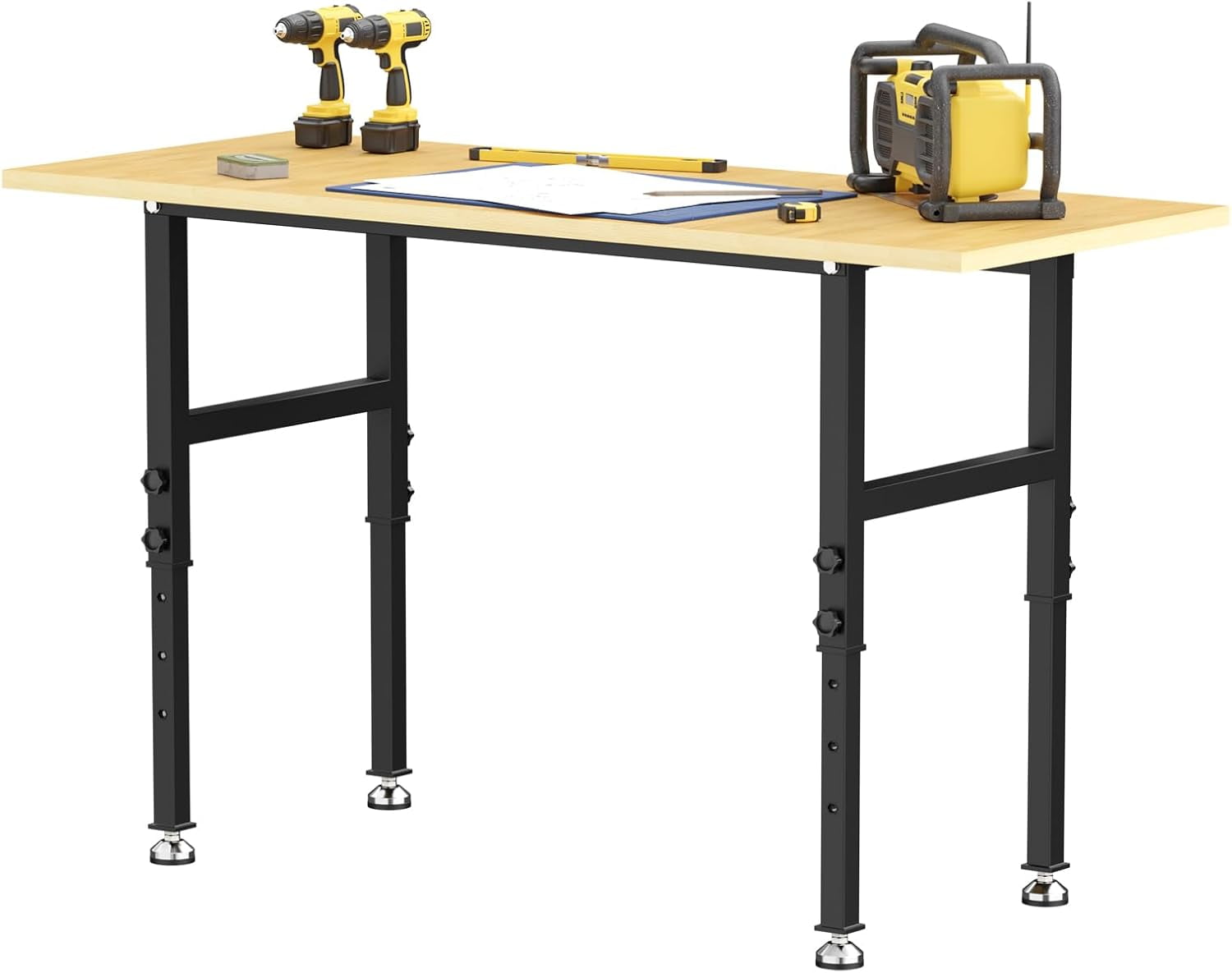 60” Adjustable Height Workbench, Heavy-Duty Chipboard Work Table with ...