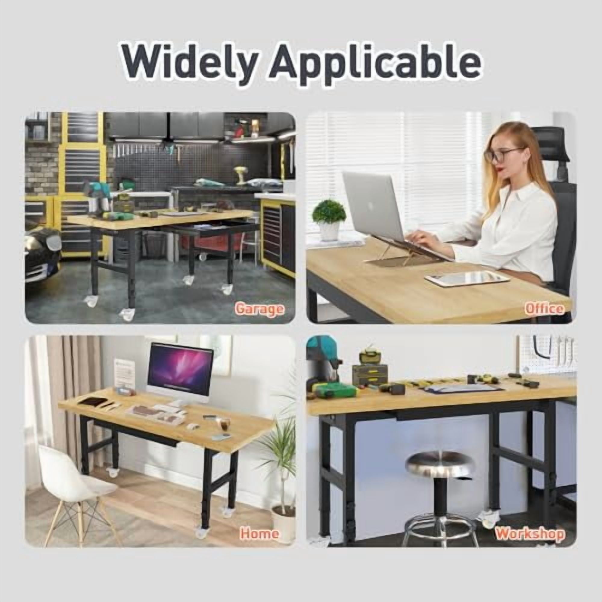 60" Adjustable Height Workbench with Power Outlets, Heavy Duty Work ...