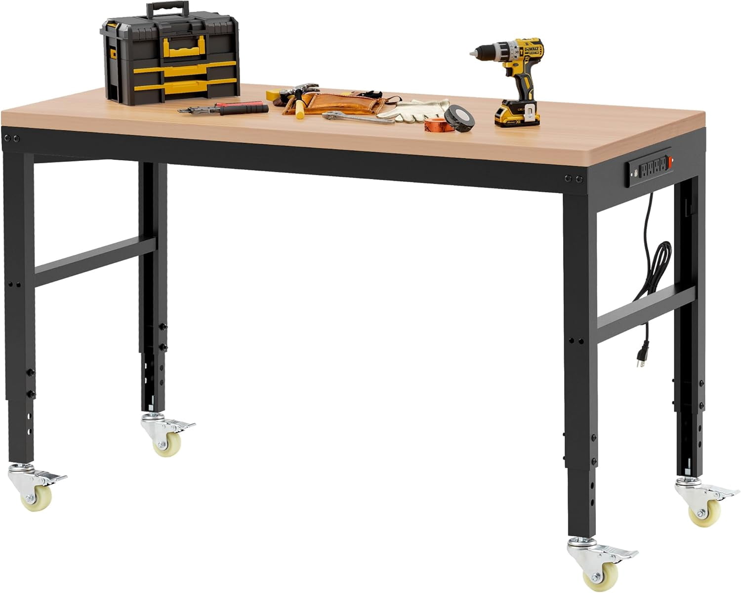60” Adjustable Workbench，Heavy Duty Wood Work Bench 2000 Lbs Load ...