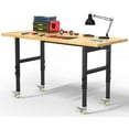 60 "Adjustable Workbench with Power Outlets & Wheels,Heavy Duty Work ...