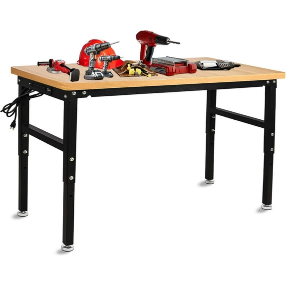 60'' Adjustable Workbench with Power Outlet, 2000 Lbs Capacity Work ...