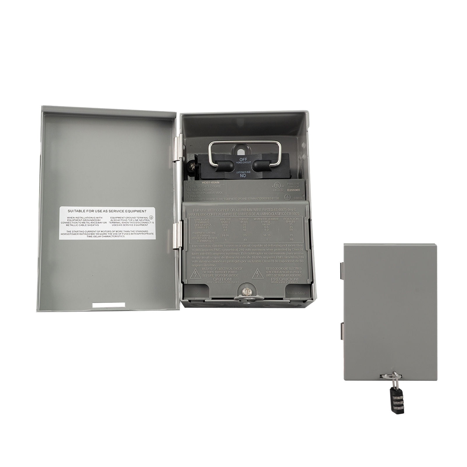 HIITIO 60A 240V Non-Fused AC Disconnect Box, Outdoor Waterproof Metal ...
