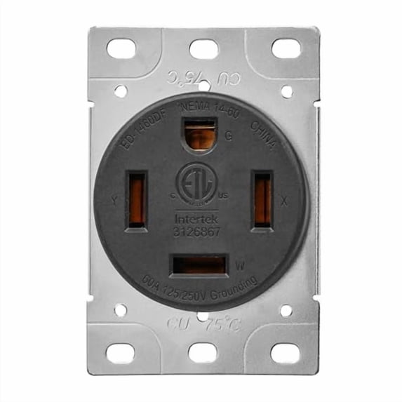 60 Amp /250 Volts Flush Mounting Receptacle Outlet 14-60R, 4 Prong ...