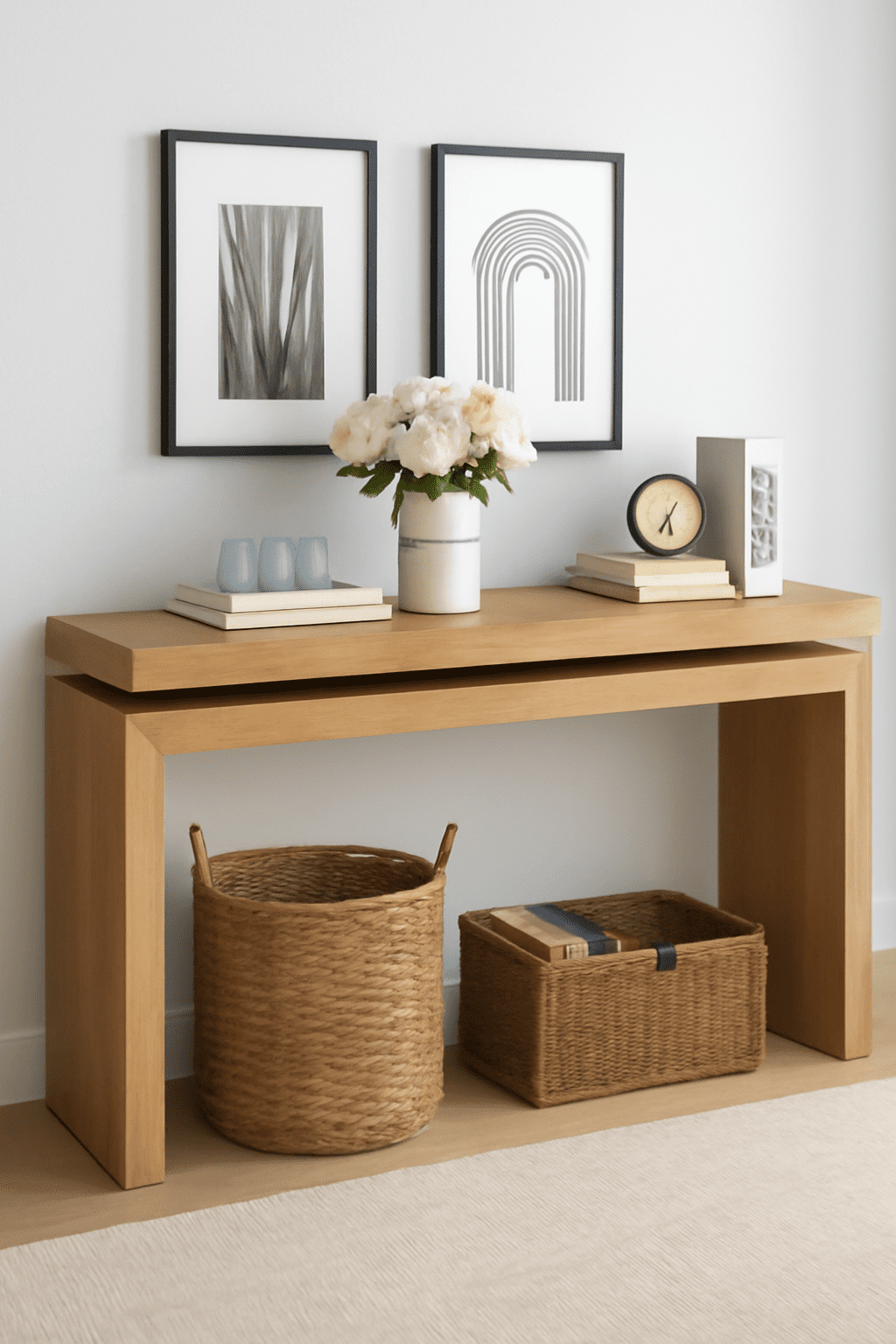 60'' Antique Brown Farmhouse Console Table - Retro Wooden Entryway ...