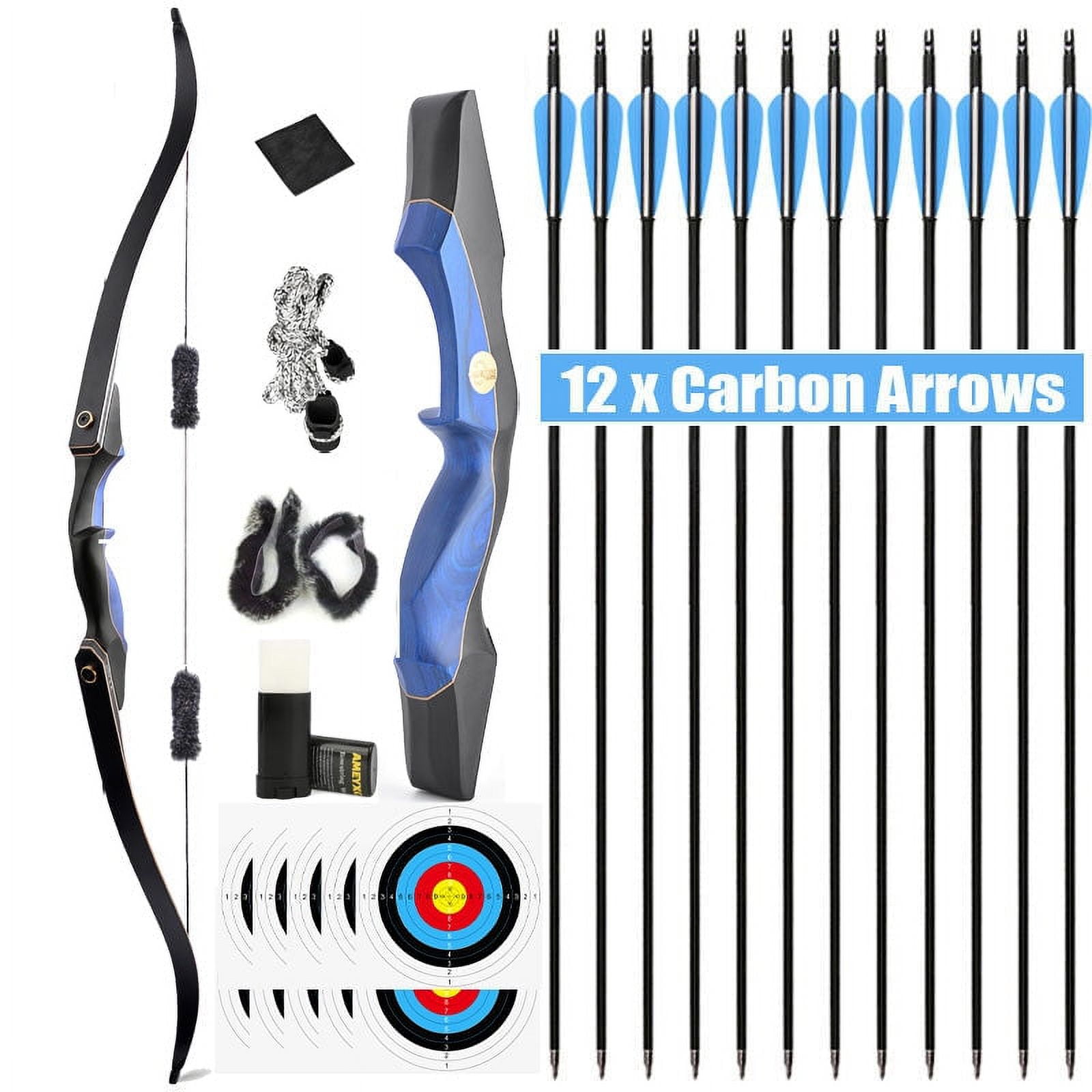 60" Archery Takedown Recurve Bow Right Hand & 12pcs Carbon Arrows Hunting - Walmart.com