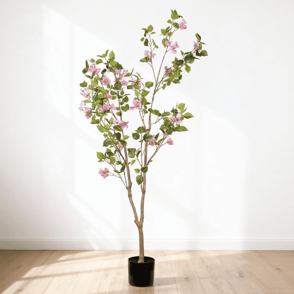 60" Artificial Bougainvillea Tree with Black Plastic Pot,Realistic Fake ...