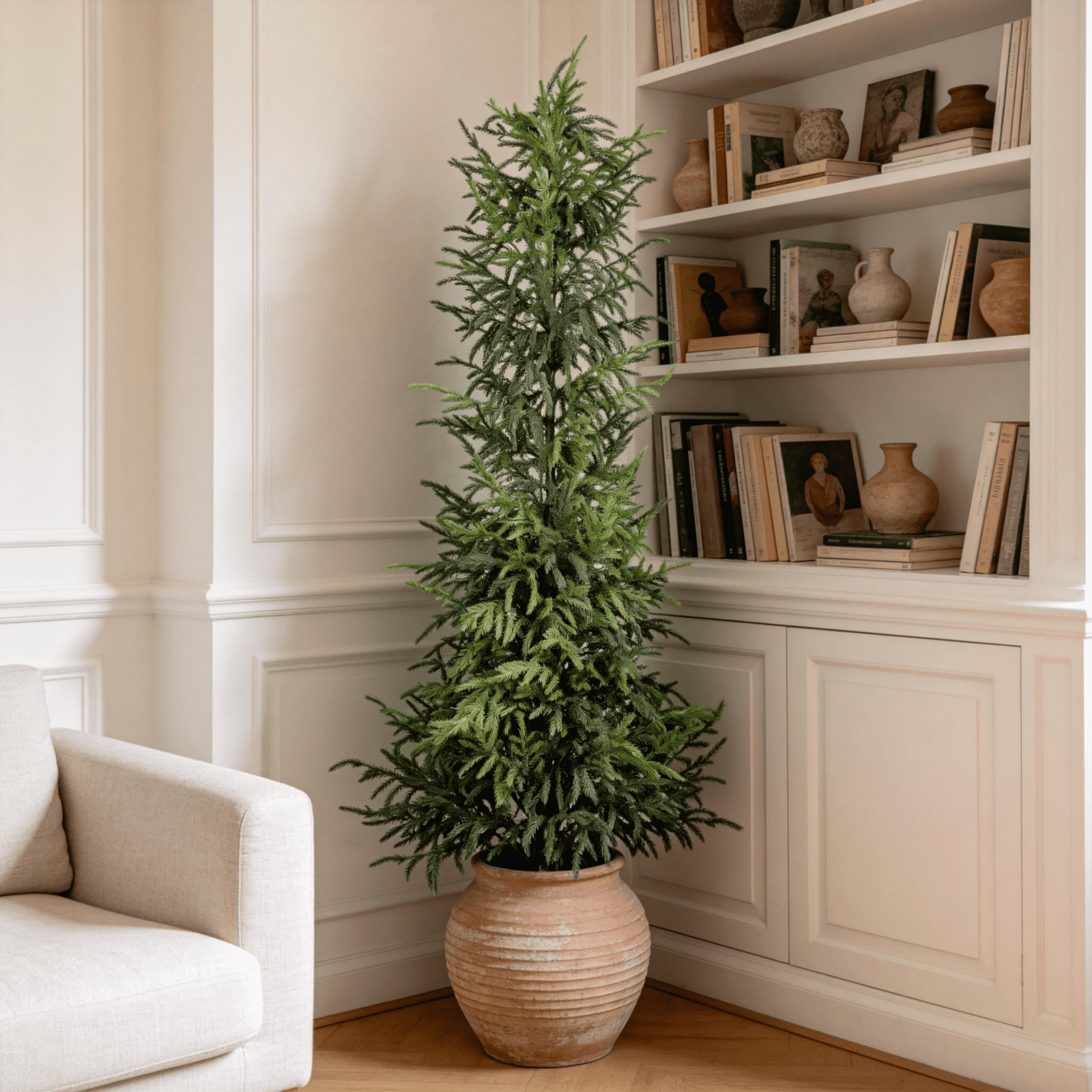 60" Artificial Real Touch Pine Tree In Black Plastic Pot,Features A ...