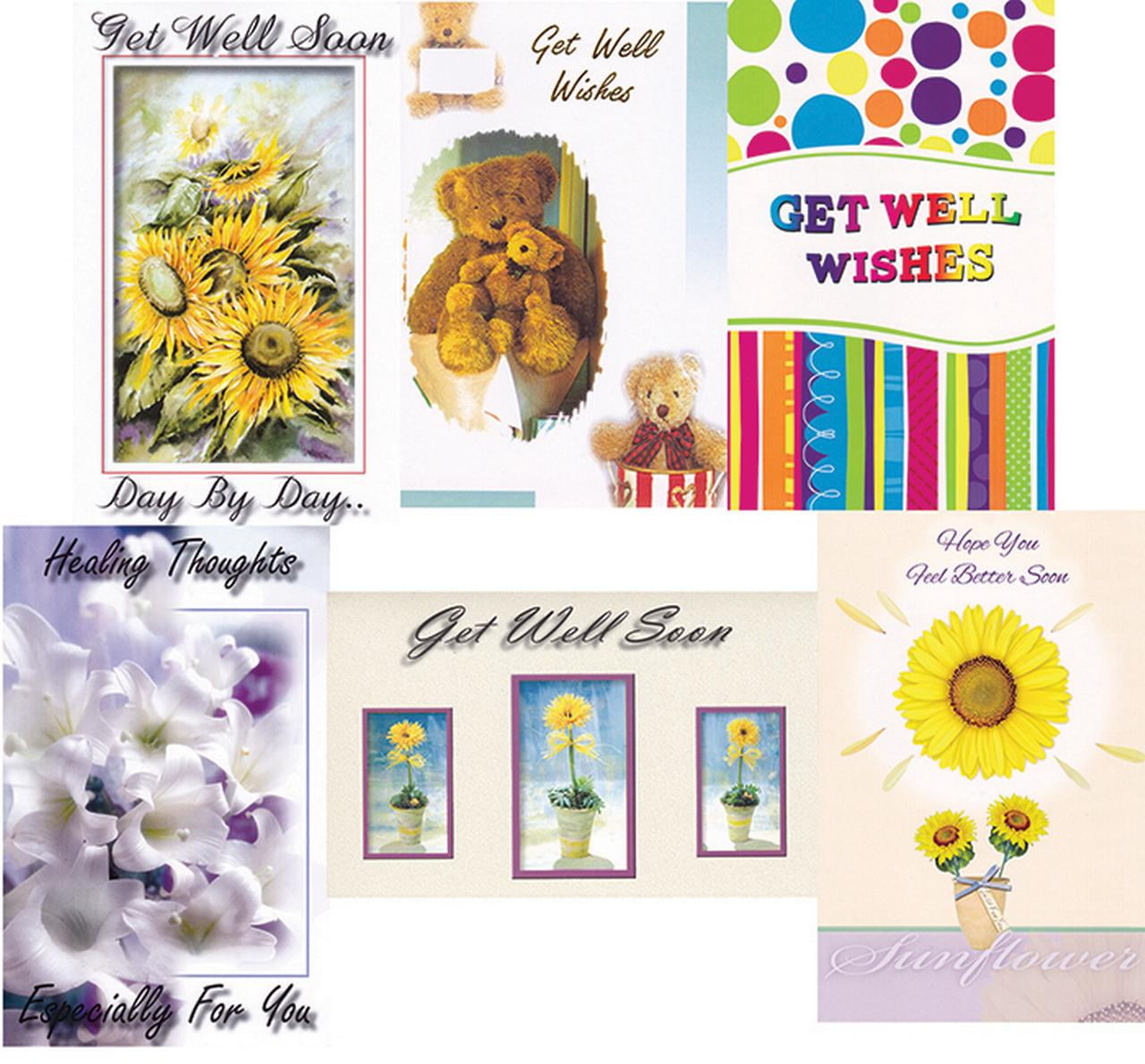 Harnel Multi-Wish Get Well Cards Assorted Pack of 60, 10 Designs, 5" x ...
