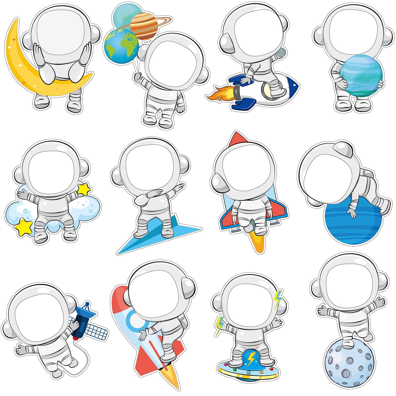 60 Astronaut Cutouts Planet Rocket Spacecraft Diy Photo Craft Space ...