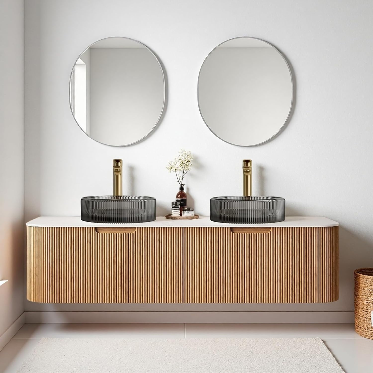 60" Bathroom Vanity with Double Sink, Floating Bathroom Vanities with ...