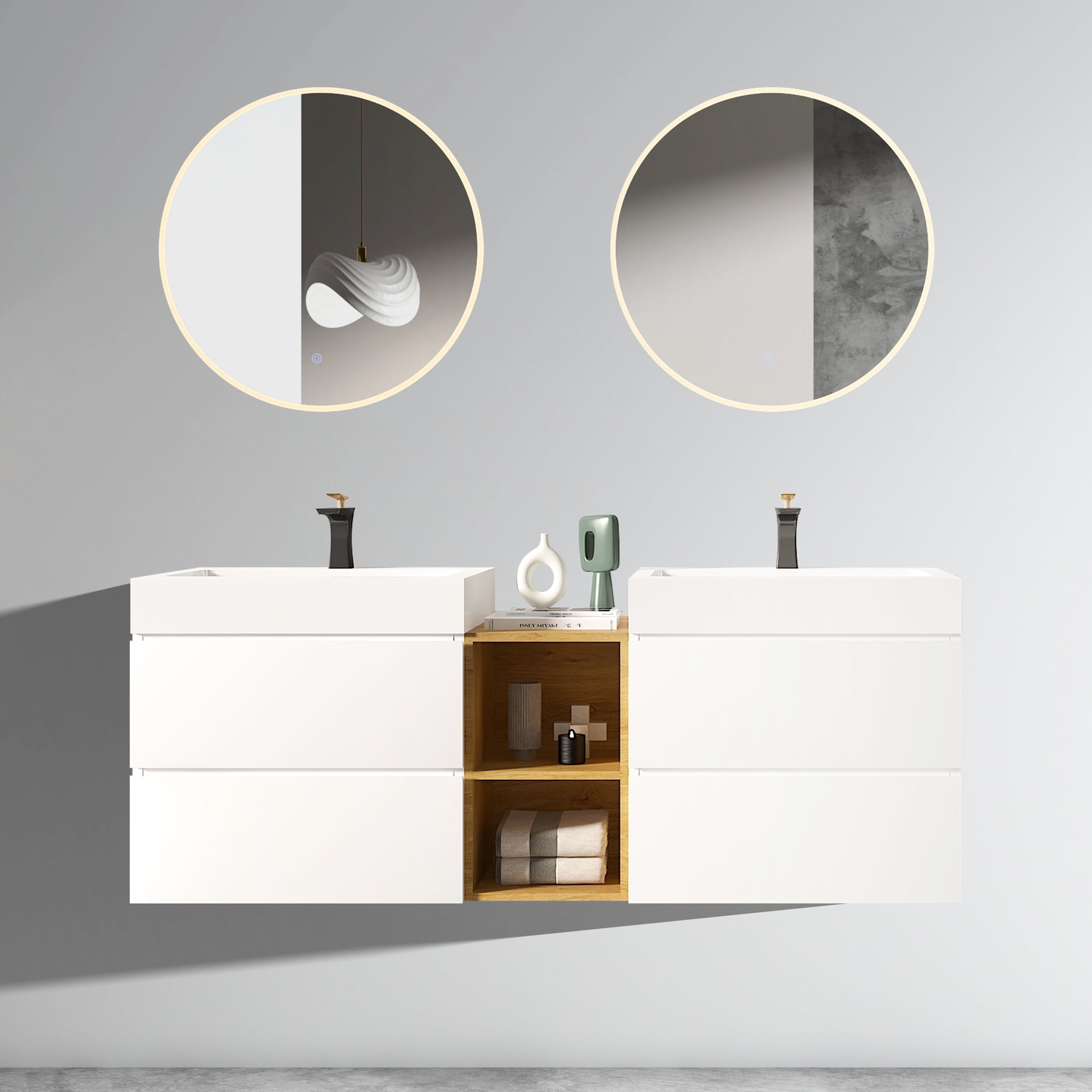 60" Bathroom Vanity In Modern Design, More Storage, Silent Closing ...