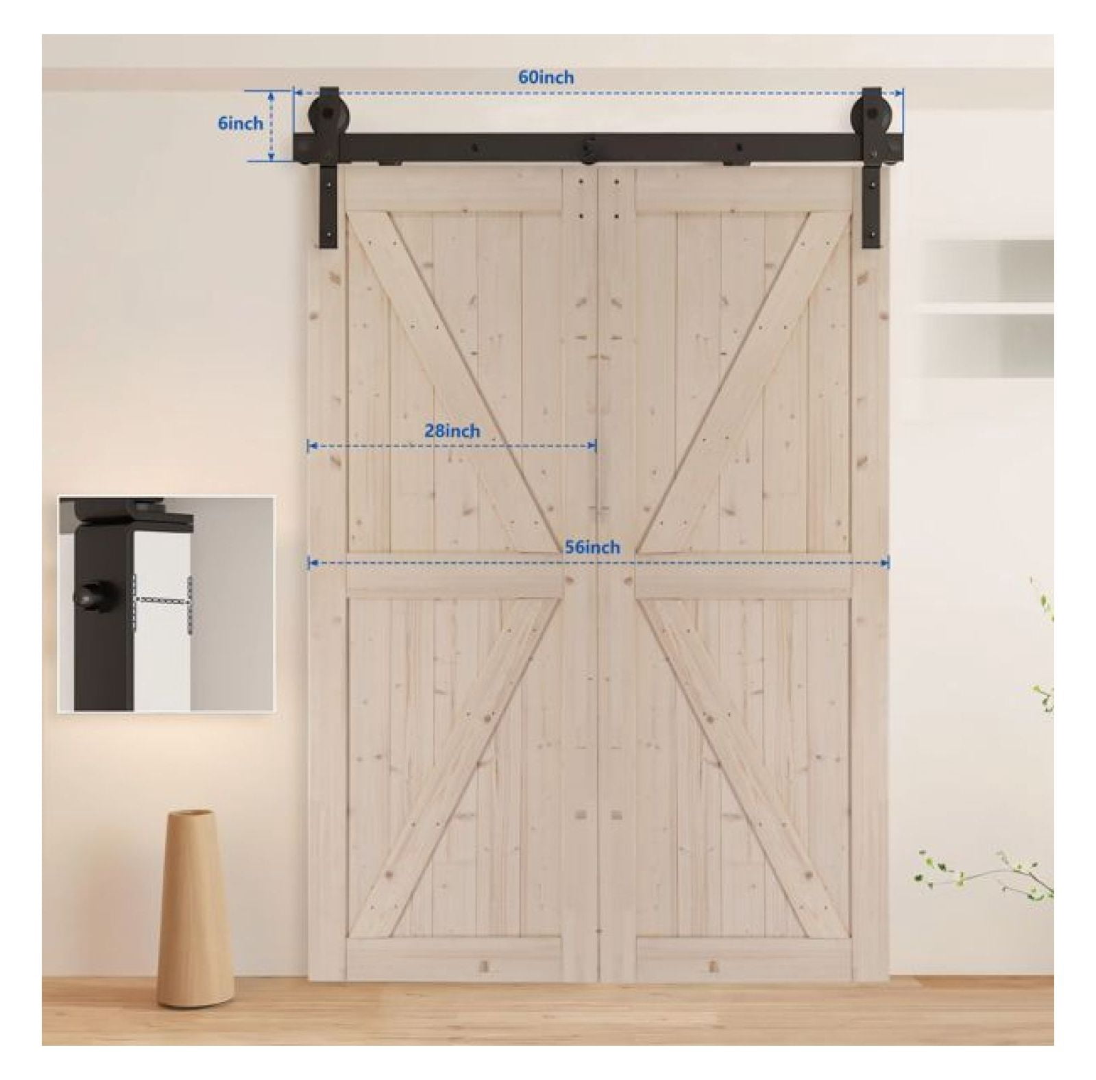 60" Bi-Folding Sliding Barn Door Kit for 2 Doors,Smoothly&Quietly,Black ...
