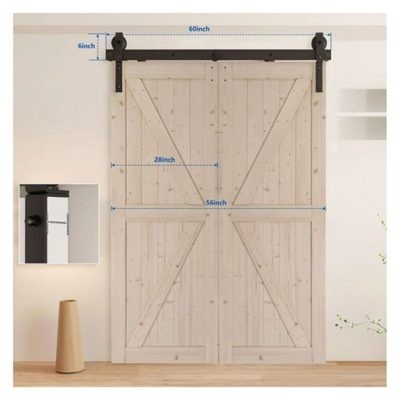 60" Bi-Folding Sliding Barn Door Kit for 2 Doors,Smoothly&Quietly,Black ...
