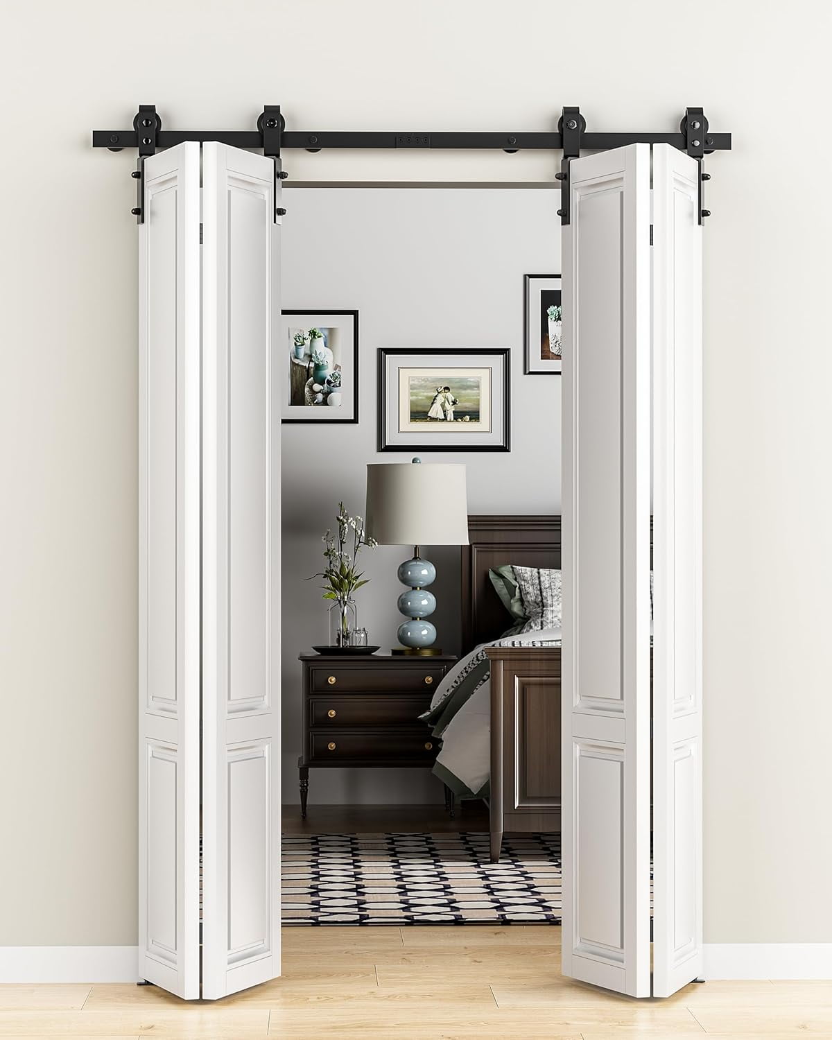 60'' Bifold Barn Door Hardware Kit, 5ft Side Mount Bi-Folding Track Kit ...