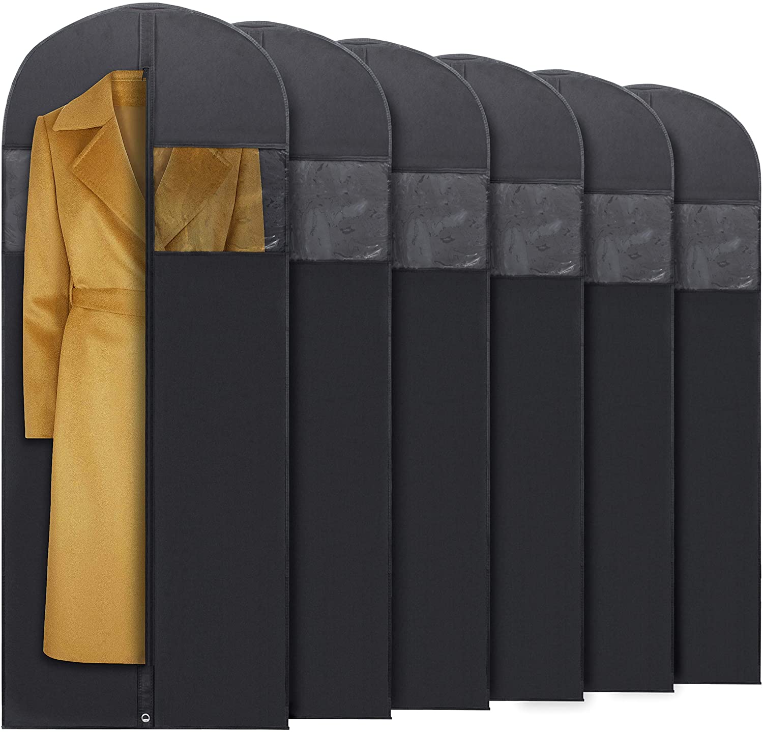 60” Black Garment Bags for Hanging Clothes, Men Suit Bag for Travel and ...