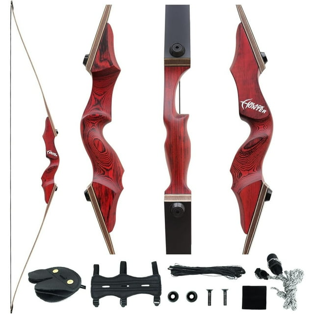 60" Black Hunter Takedown LongBow Set For Adults Youth And Beginner 20 ...
