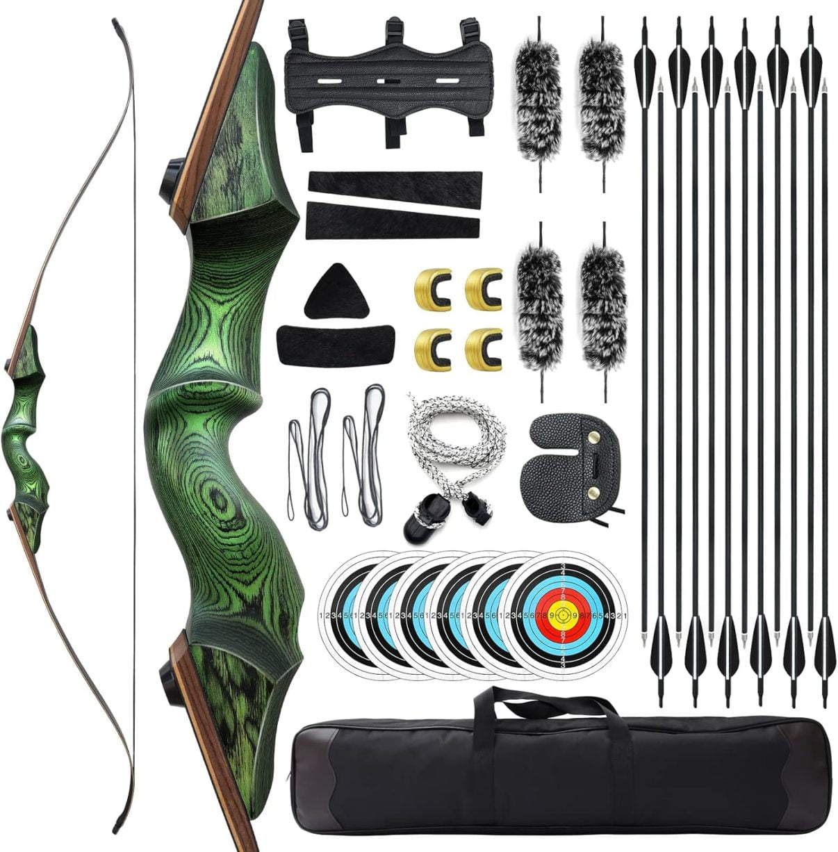 60" Black Hunter Takedown Recurve Bow 20-60lbs for Adult RH LH Target ...