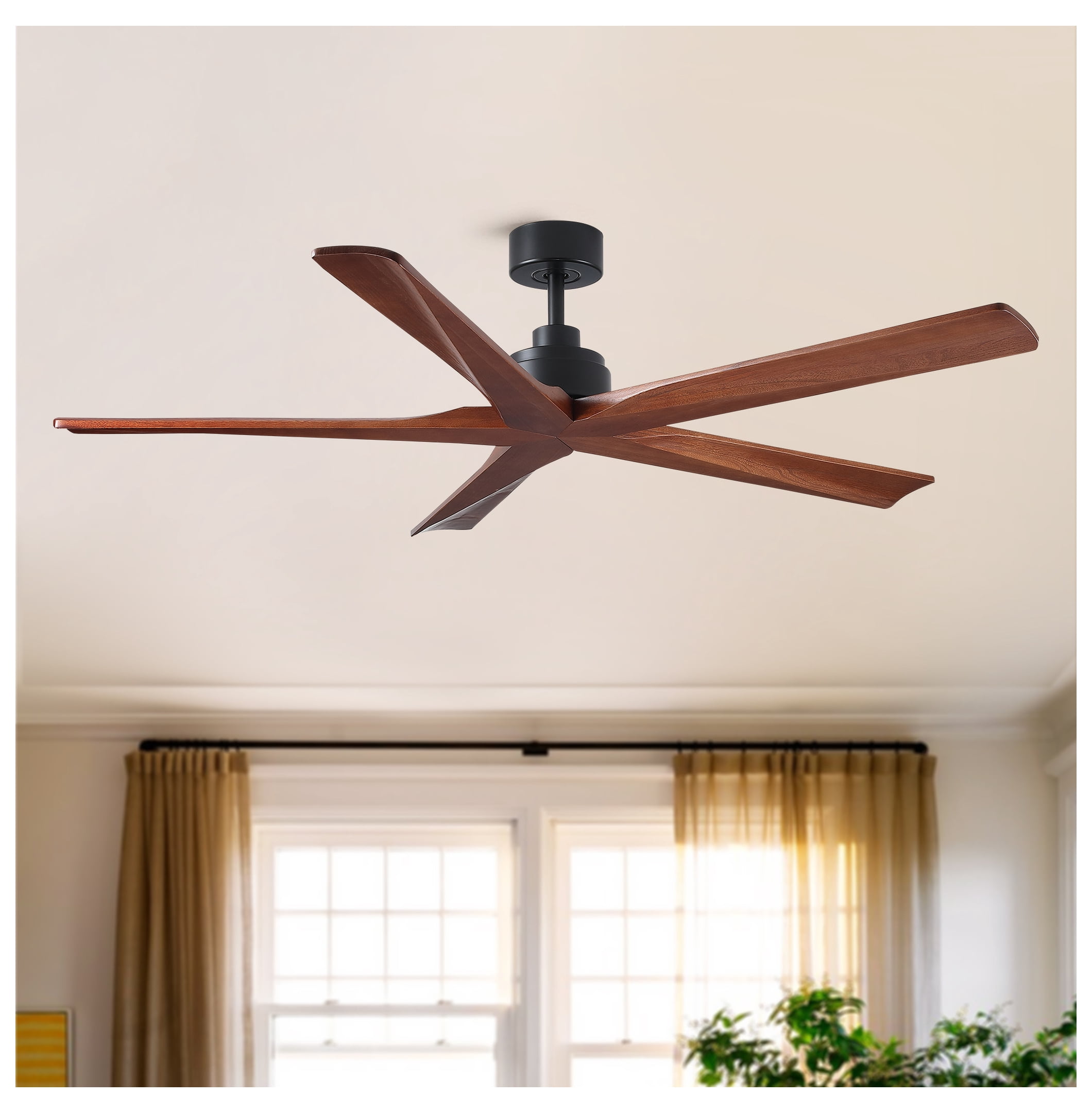 60" Black Lowe Profile Ceiling Fan without Light Black + Plywood ...