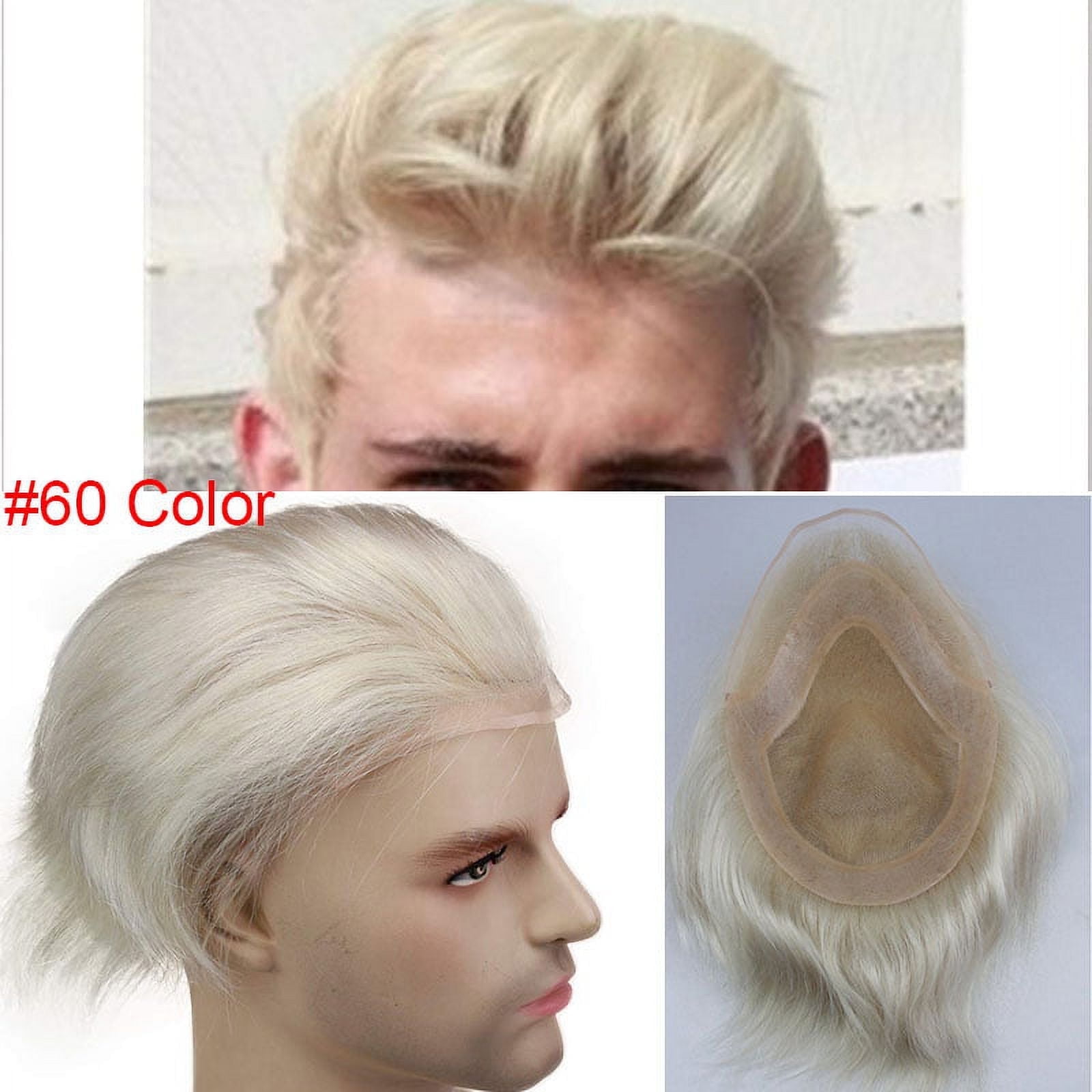 #60 Blonde Human Hair Toupee For Men Mono Transparent Lace Toupee With ...