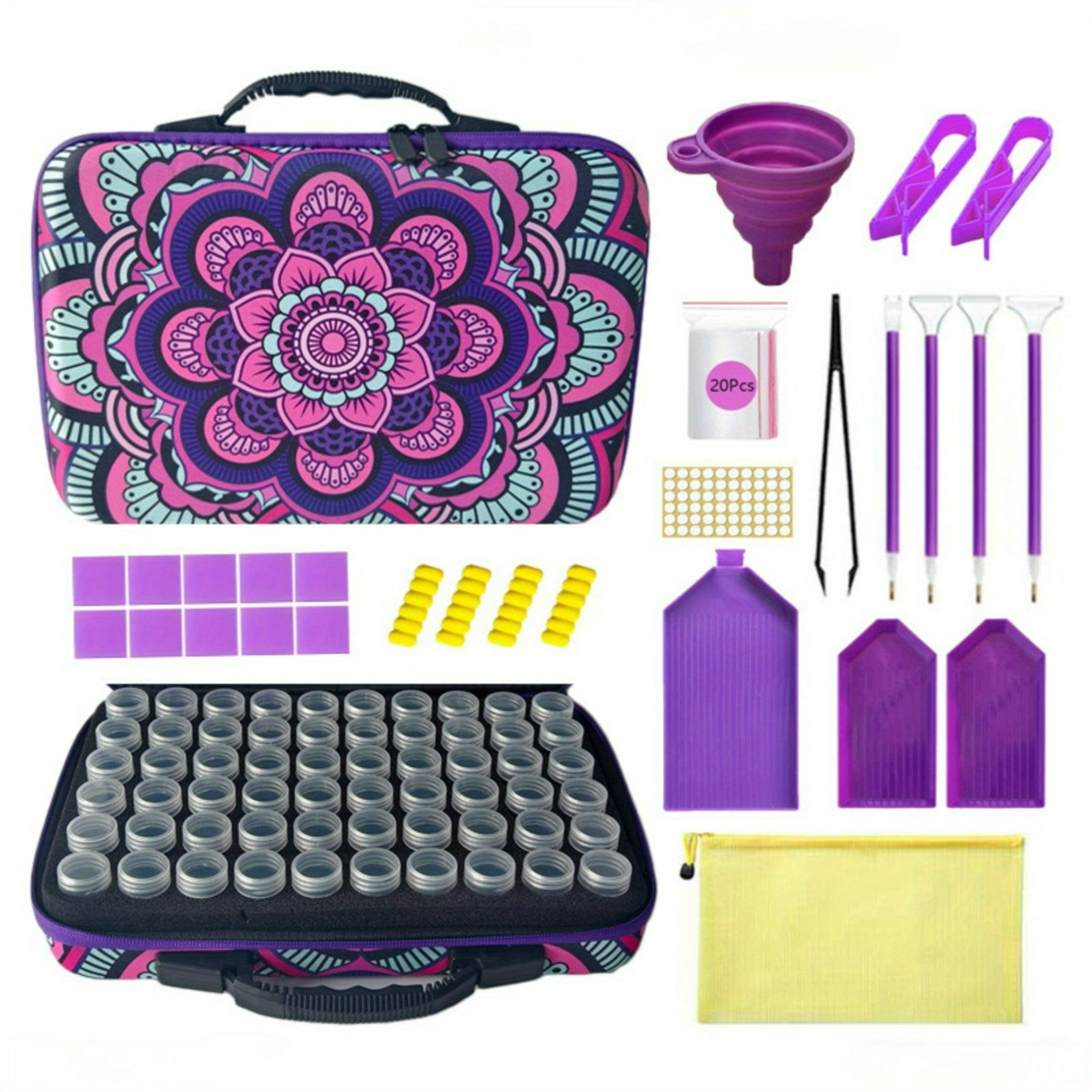 60-Bottle 5D Diamond Painting Storage Organizer Kit with Tools ...