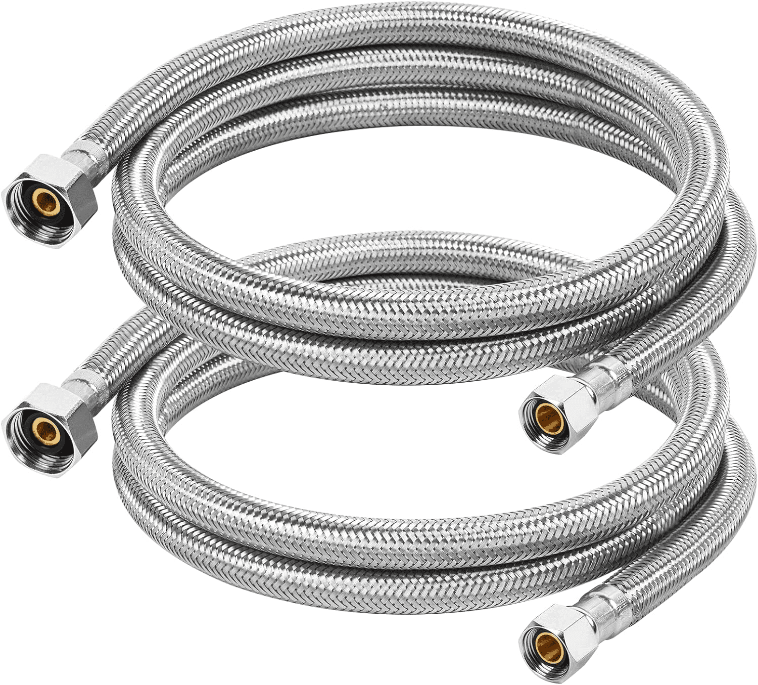 60" Braided Faucet Supply Line, 3/8" Comp x 1/2" FIP Stainless Steel ...