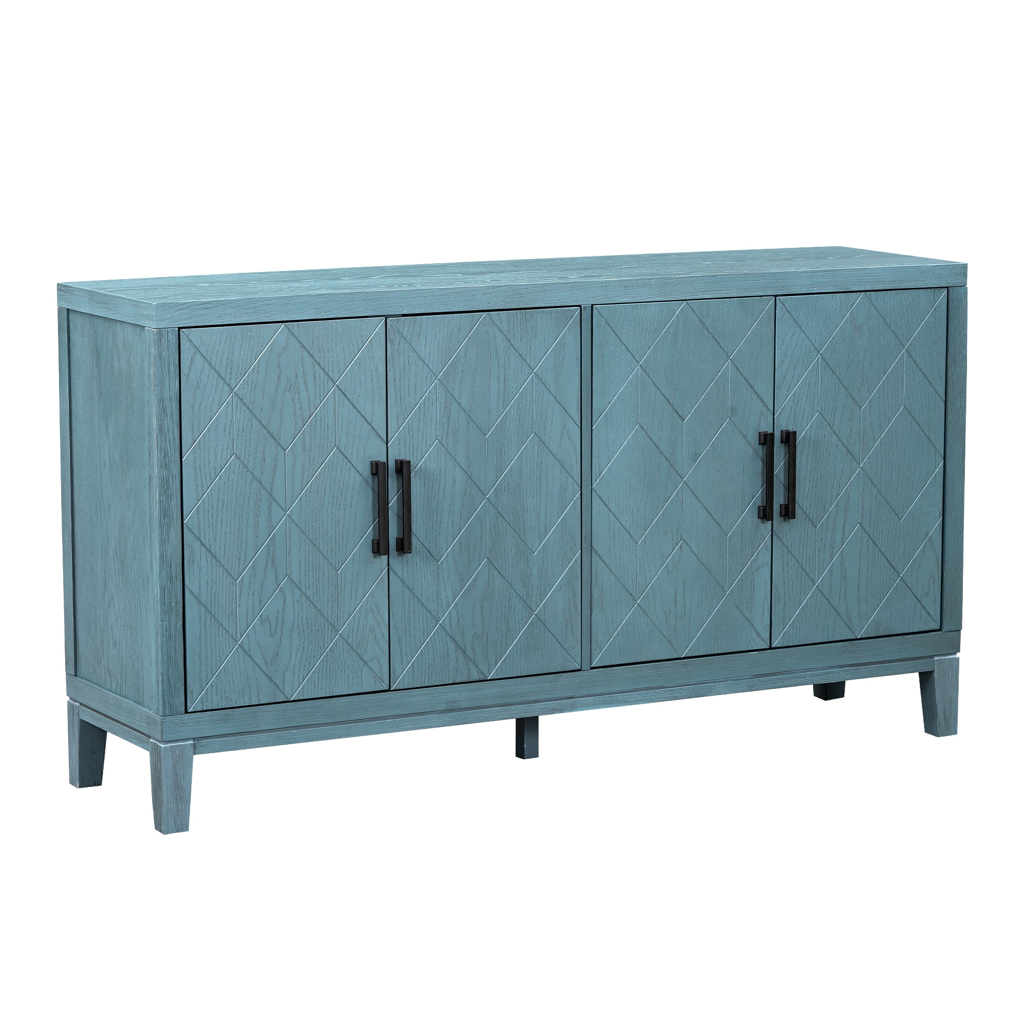 60'' Buffet Cabinet With 4 Doors, Adjustable Shelf, Long Handle Retro ...