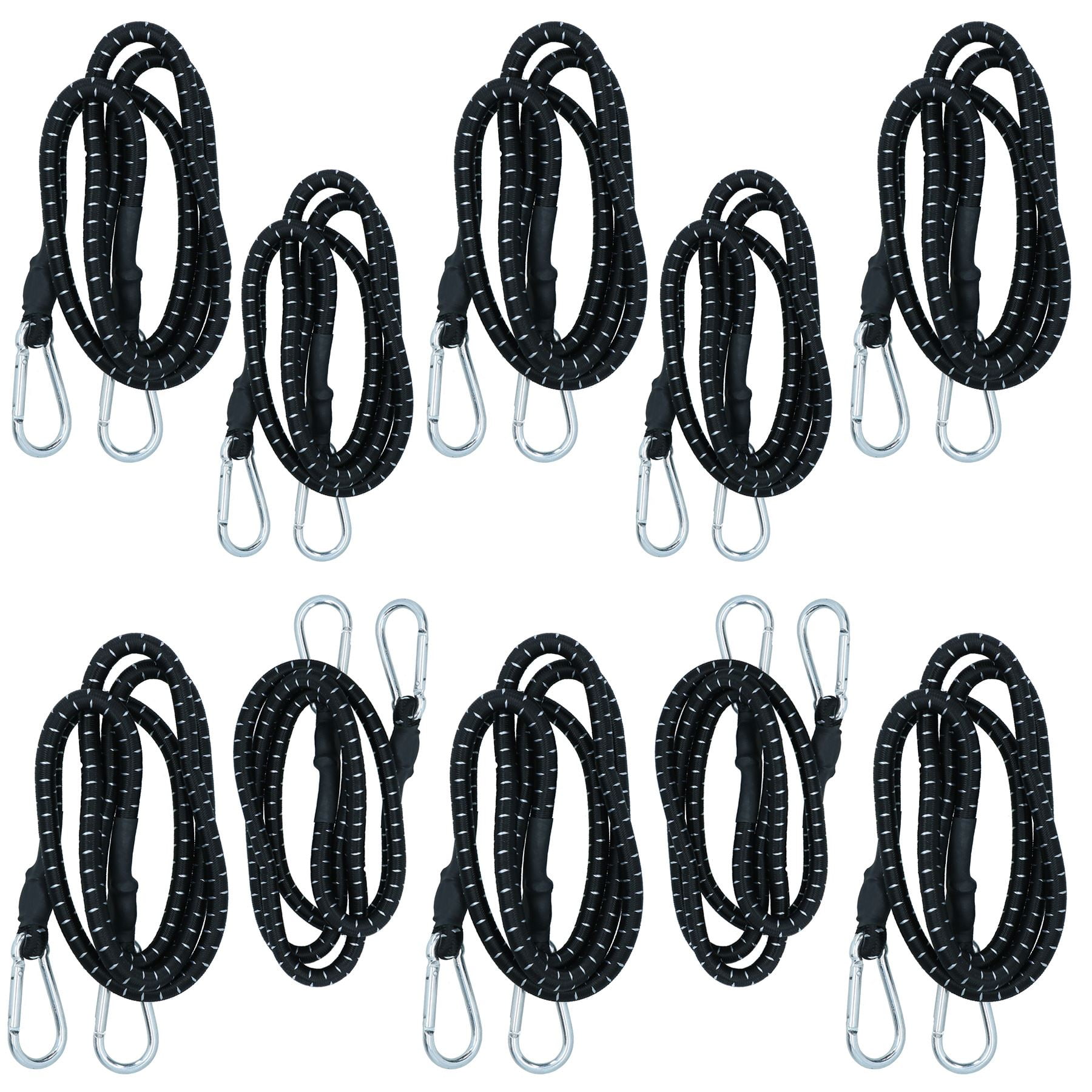 60” Bungee Strap with Metal Carabiners Hook Tie Down Fastener Holder ...