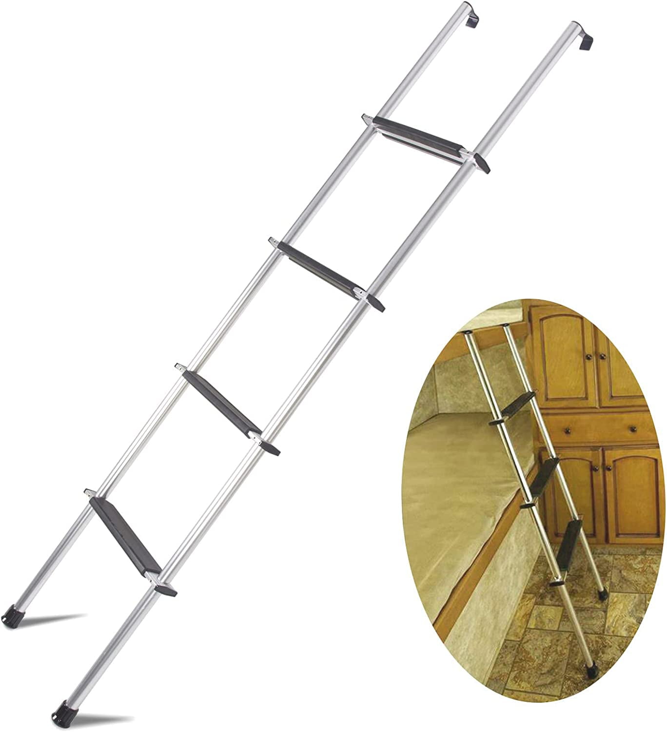 60'' Bunk Ladder Compatible with RV W/Hook and Rubber Foot Pads ...