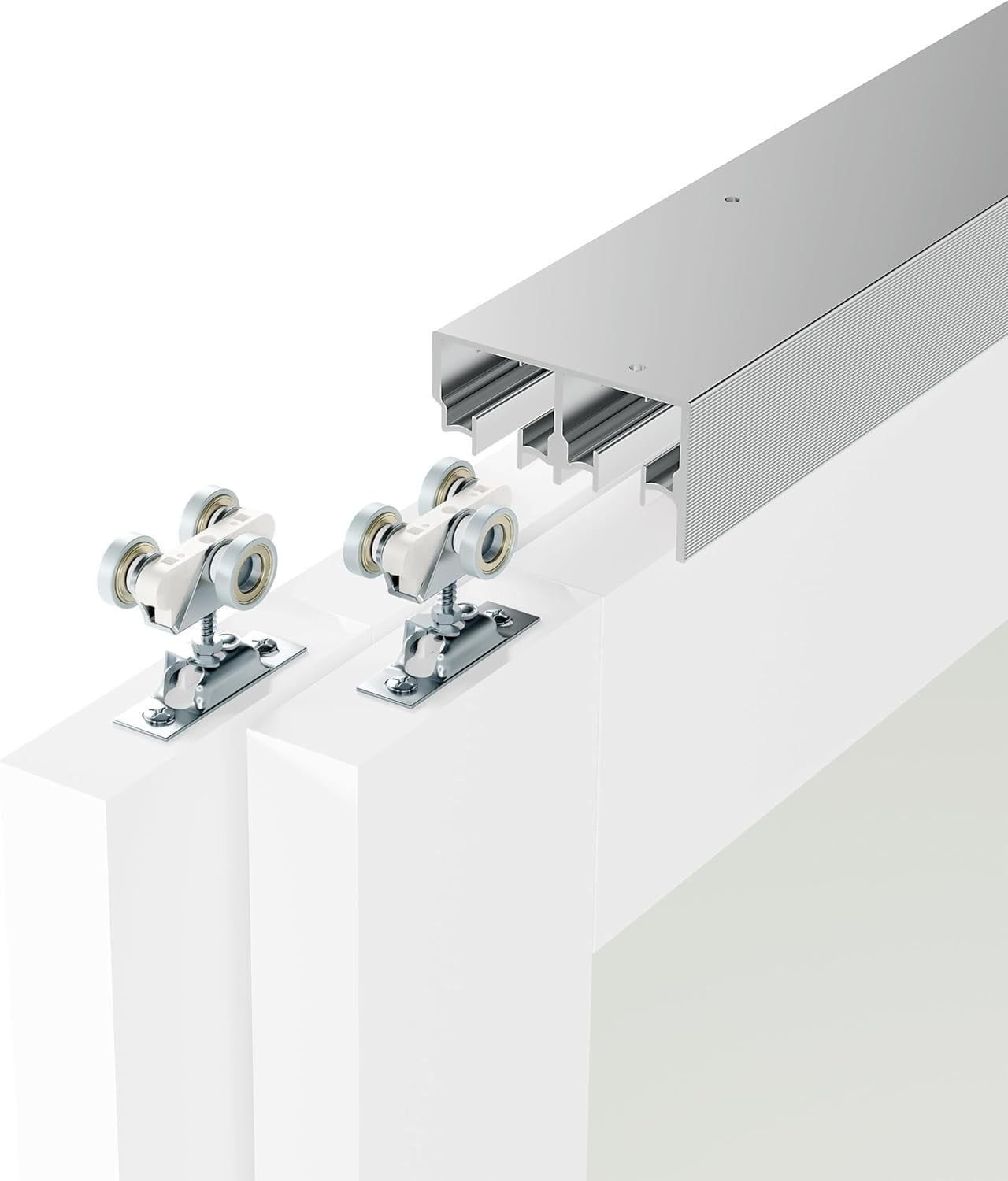 60" Bypass Sliding Door Hardware Kit, 5FT Double Track Bypass Closet ...