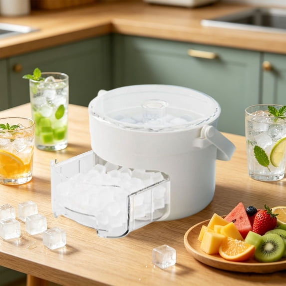 60-Cavity One-Press Ice Cube Maker Tray, Square Ice Mold with Storage ...