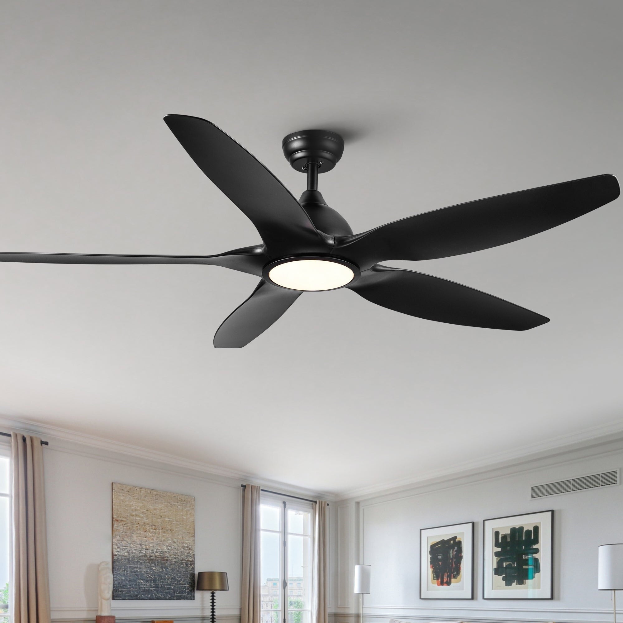 60" Ceiling Fan Light with Remote Control Black - Walmart.com