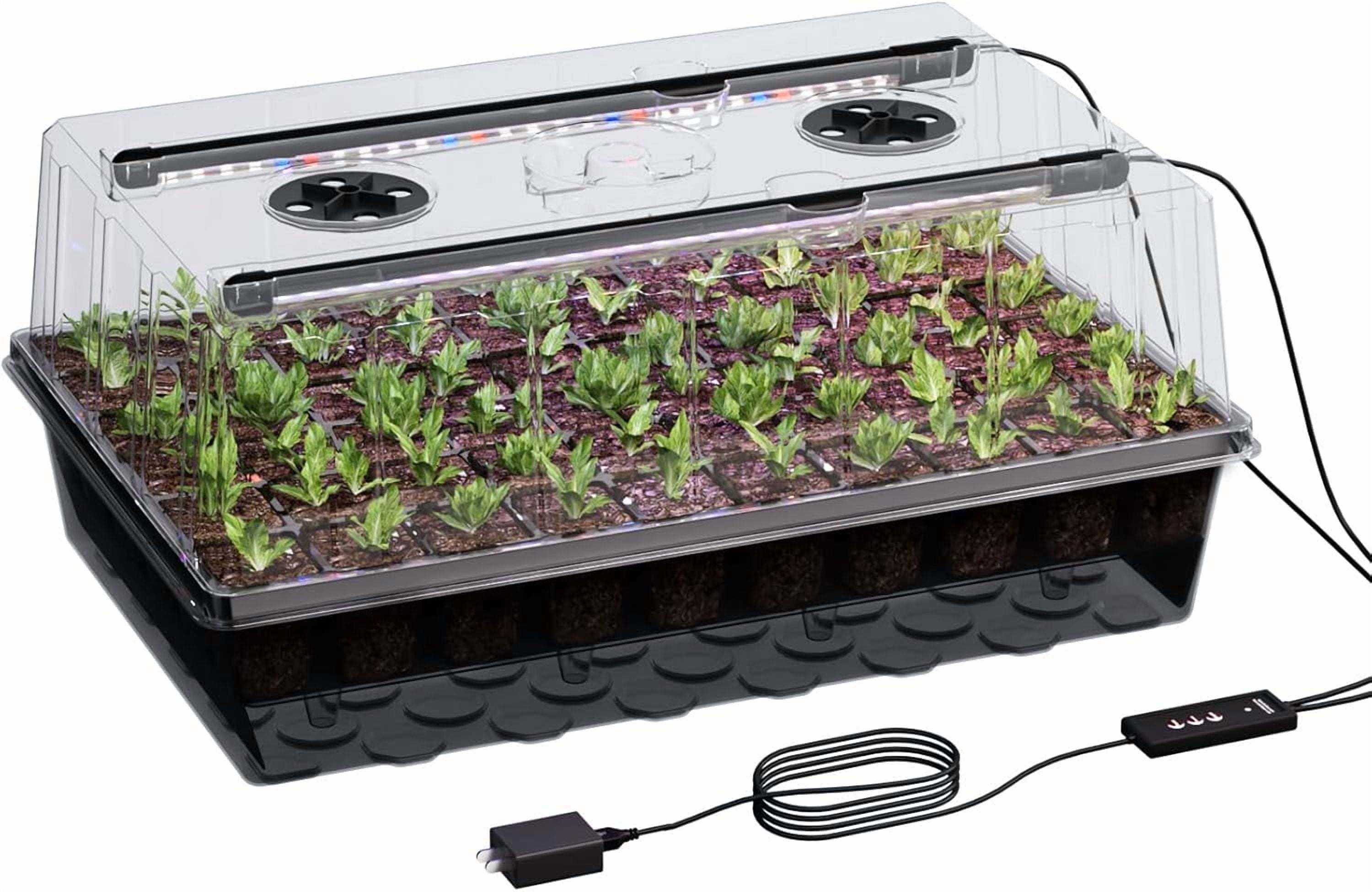 60-Cell Self-Watering Seed Starter Tray with Grow Light, Seed Starter ...