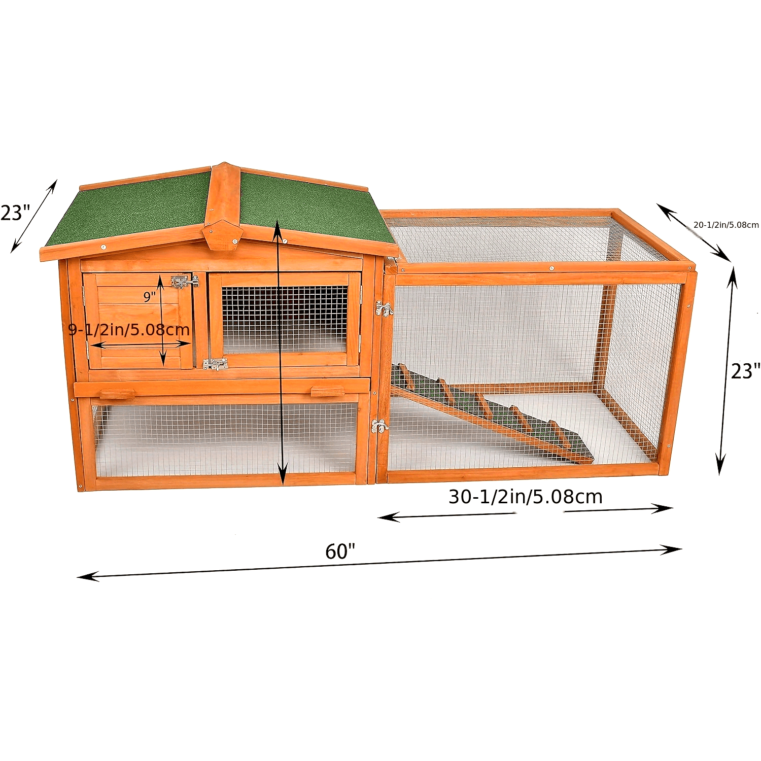 60" Chicken Coop Outdoor Wooden Rabbit Hutch Poultry Cage with Run ...