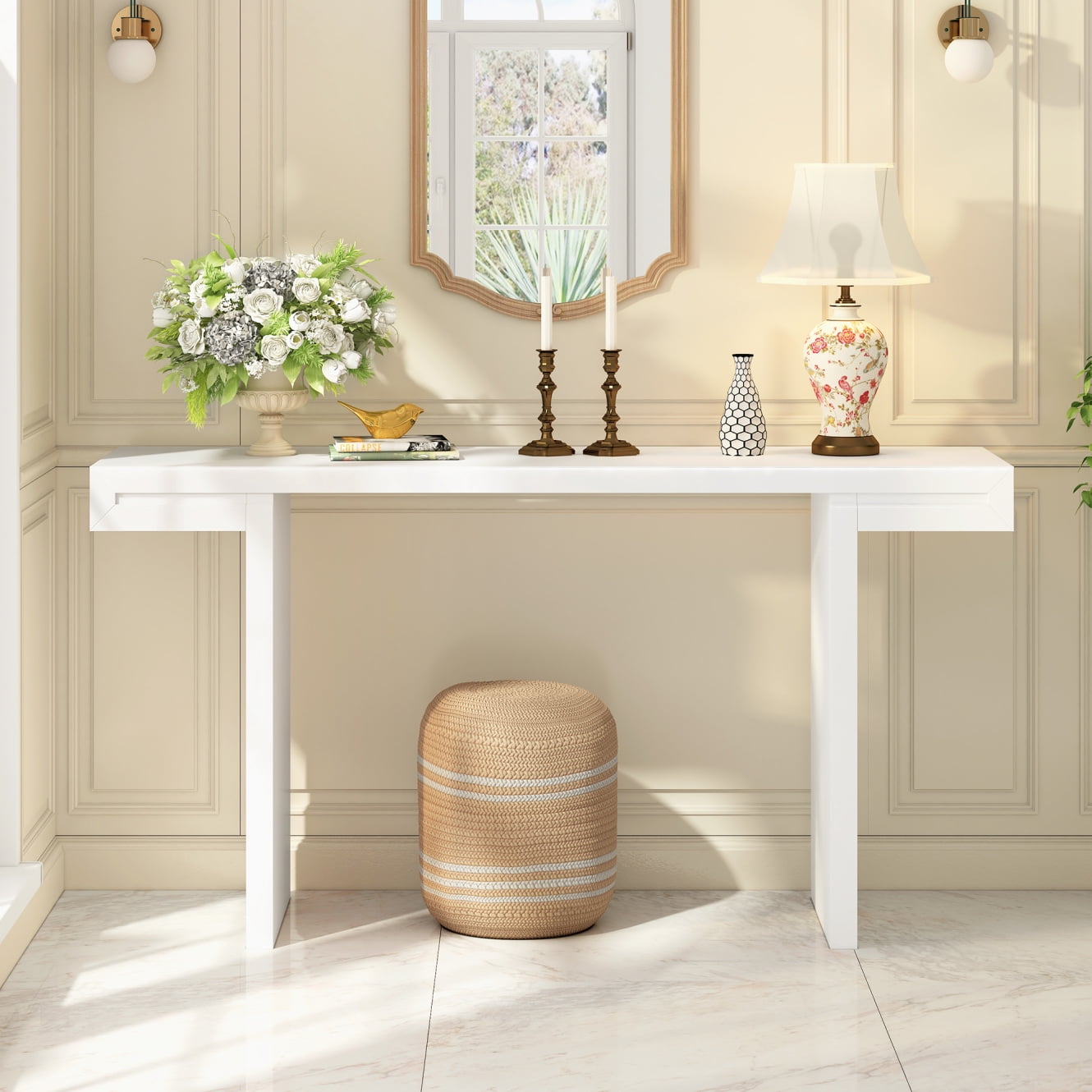60" Clean Lines Design Entryway Table, Narrow Console Table Behind ...