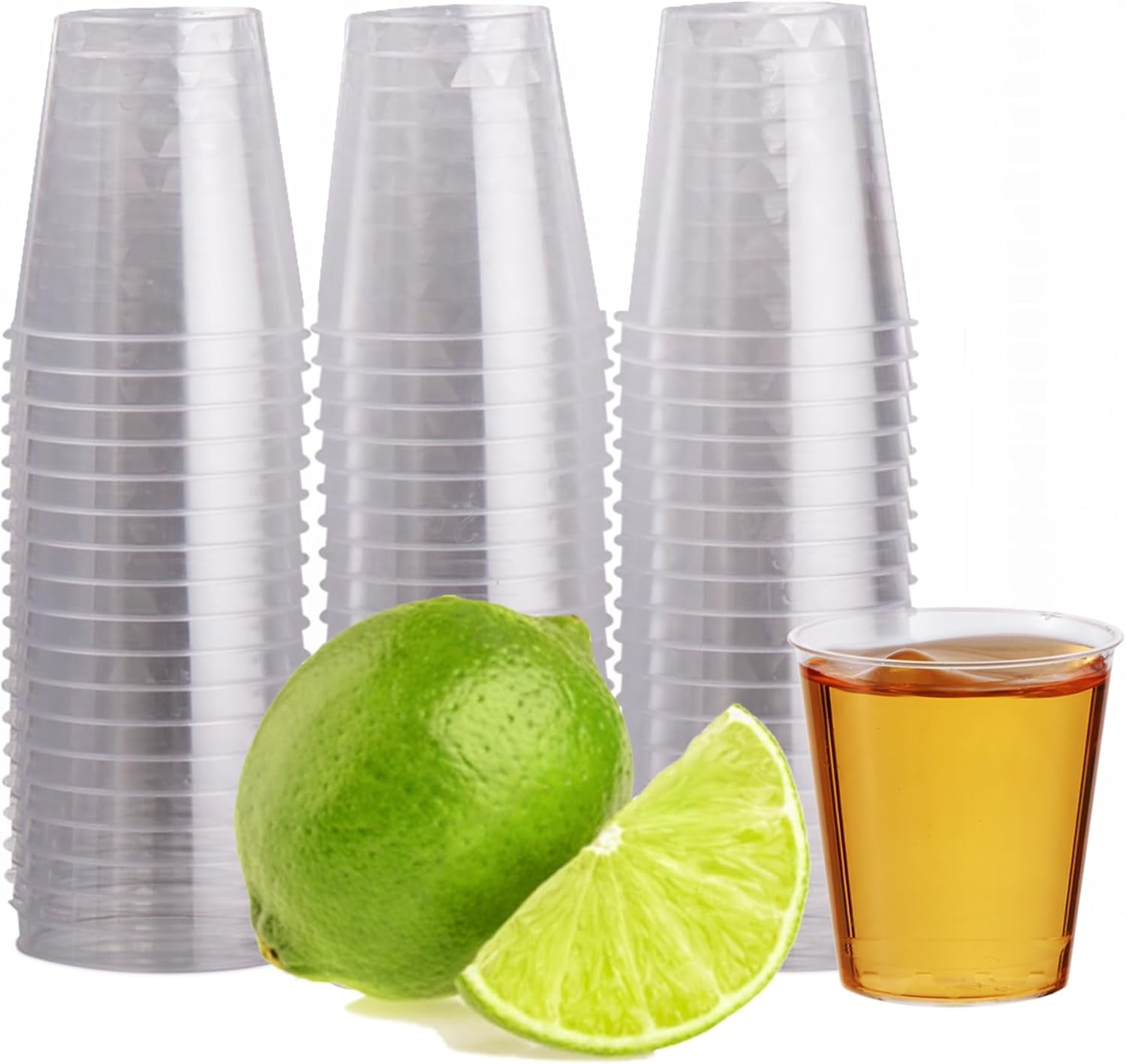 60 Clear Hard Plastic Shot Glasses 1oz - Sturdy & Reusable - Jello ...