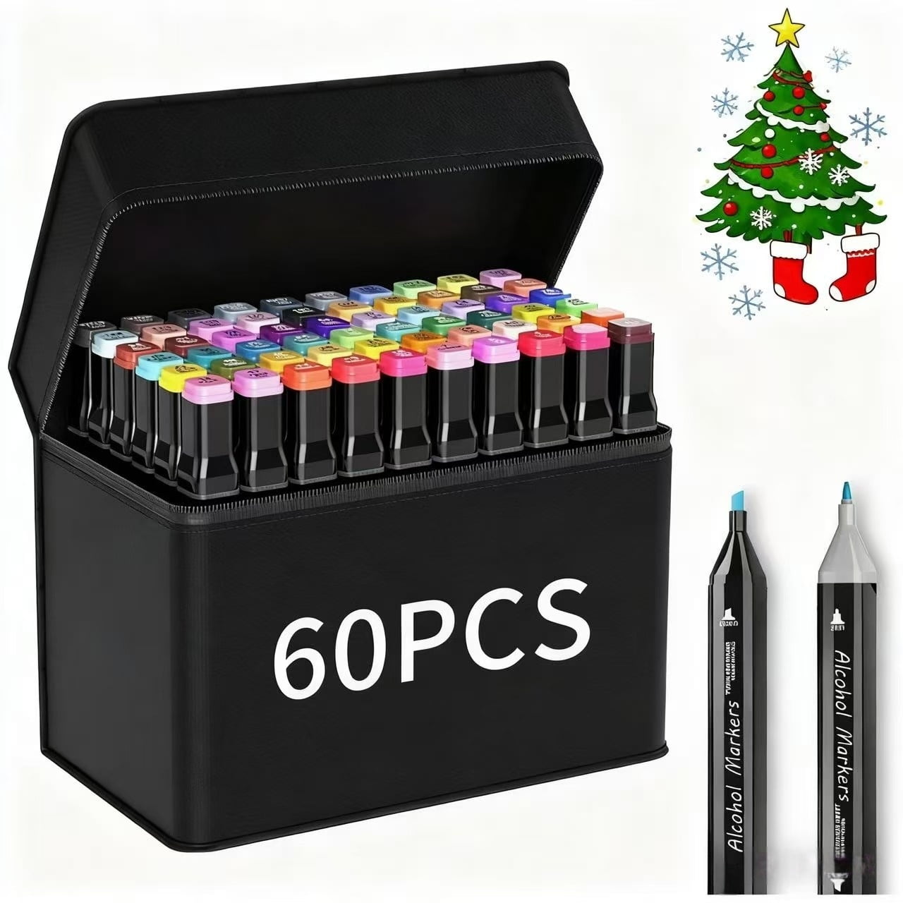 ANUNU 60 Colors Alcohol Markers Set, Dual Tip Design, Art Supplies for ...