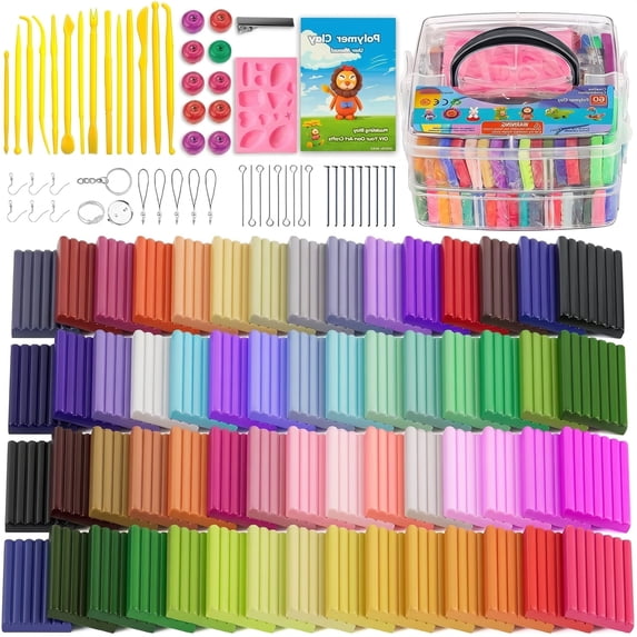 60 Colors Polymer Clay Starter Kit, Oven Bake Modeling Clay with ...